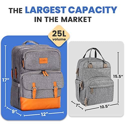 PILLANI Diaper Bag Backpack, Baby Bag for Boys & Girls,Diaper Backpack,Large Baby Diaper Bag for Mom & Travel w/Changing Pad