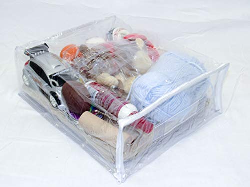 Oreh Homewares Heavy Duty Vinyl Zippered Closet Square Storage Bags (Clear) for Sweaters, Sheets, Arts & Crafts, Toys and Much More! (12" x 15" x 5") 3.9 Gallon 4-Pack