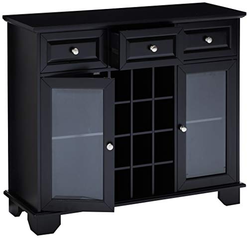 Kings Brand Furniture Buffet Server Sideboard Cabinet with Wine Storage, Black