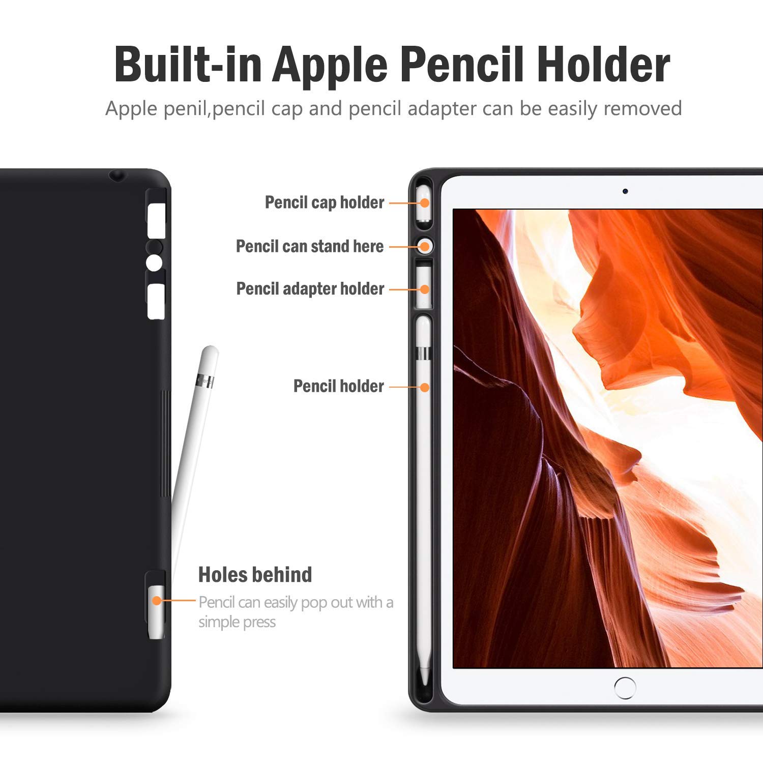 Antbox Case for iPad 9th Generation/iPad 8th Generation with Pencil Holder Vegan Leather Smart Cover for iPad 10.2'' 9th/8th/7th Gen (Brown)