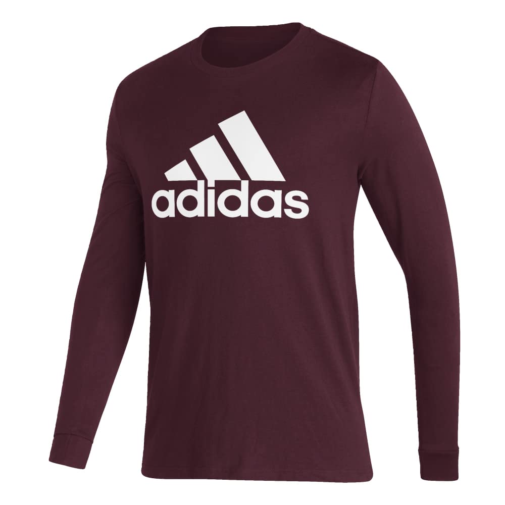 adidas Amplifier Long Sleeve Badge of Sport Tee Men's, Burgundy, Size XL