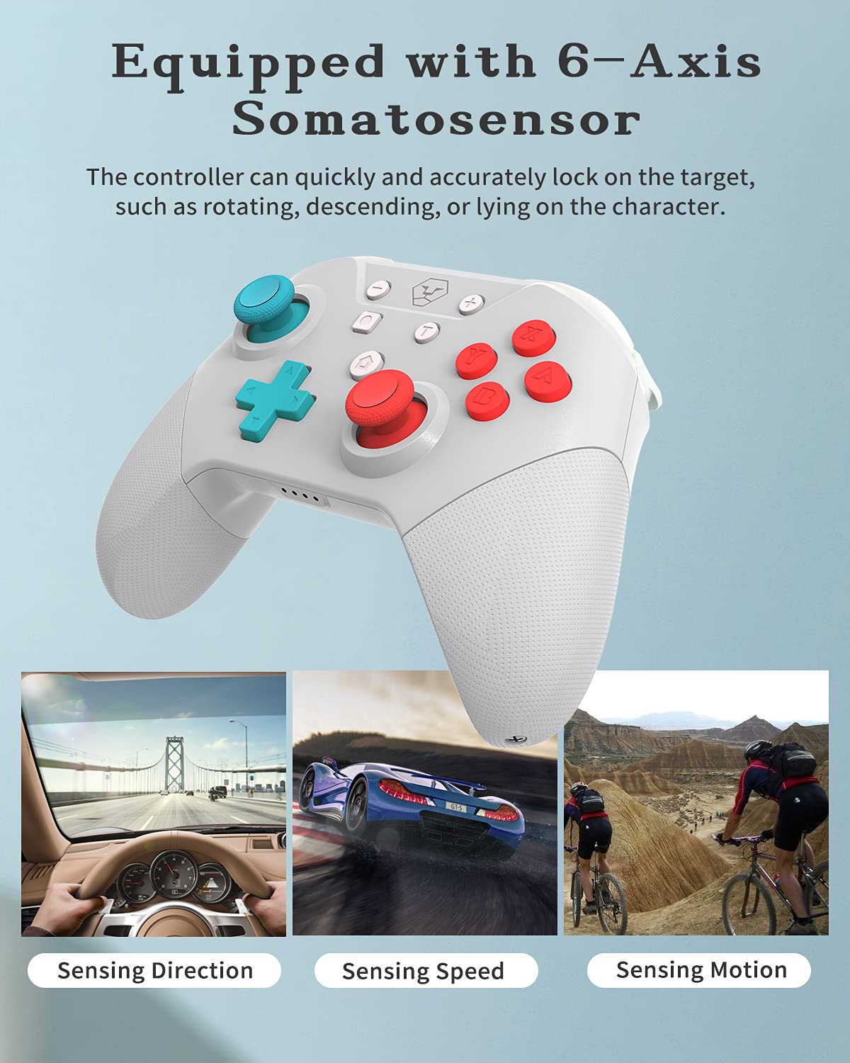 AOLION Switch Pro Controller, Wireless Switch Controller for Nintenndo Switch/Switch Lite Built-in 620mAh Battery, Supports Gyro Axis, Turbo, NFC Amibo Function, Wake-Up and Dual Vibration (Grey)