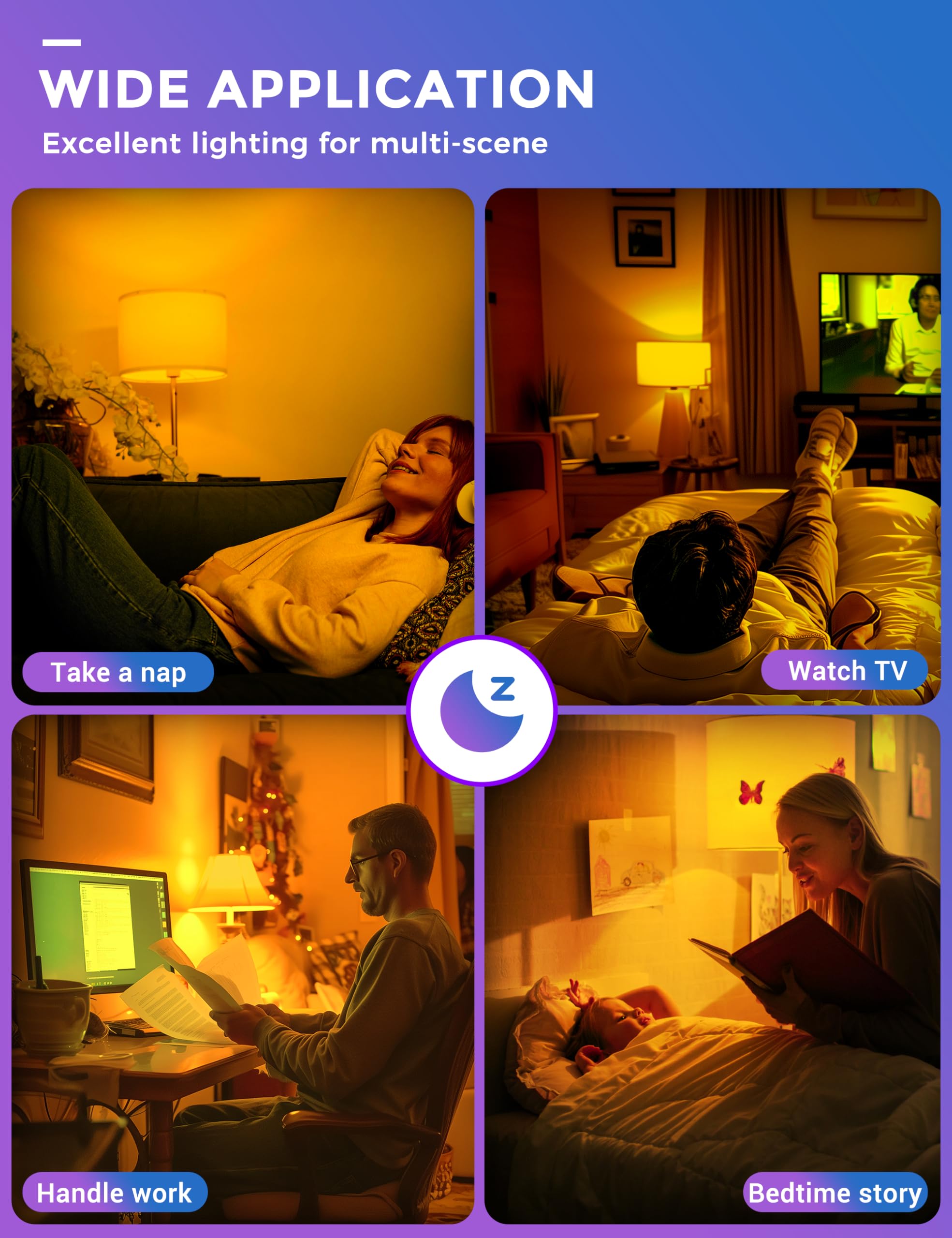 Amber Light Bulbs, 1900K Led Amber Light Bulbs for Sleep Therapy, 2 Pack Dim Light Bulbs, E26 Warm Light Bulb, A19 Blue Light Blocking Sleep Light Bulb for Bedrooms, Kids Room,Nursery Room