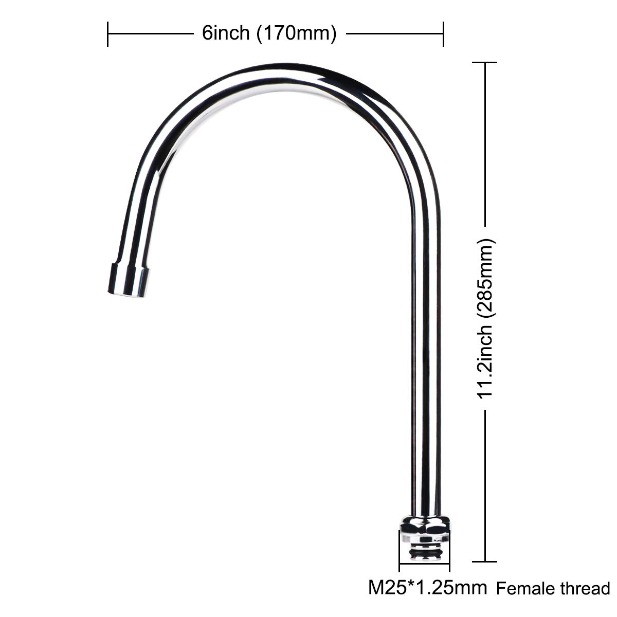 COOLWEST Swivel Gooseneck Spout 6 Inch Swing Swivel Spout Replacement Nozzle for Commercial Kitchen Sink Faucet, Brass Constructed, Chrome Finish