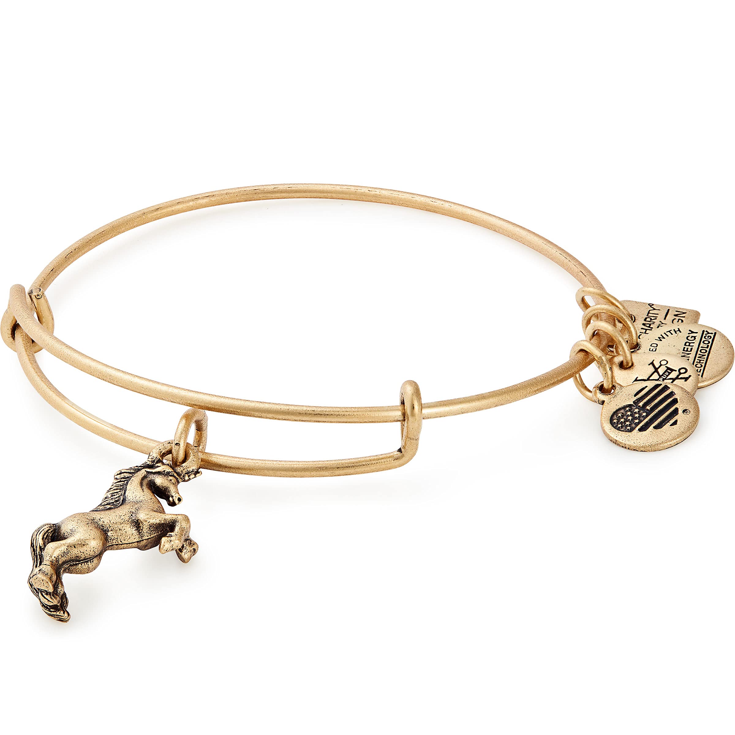 Alex and Ani Path of Symbols Expandable Bangle for Women, Unicorn Charm, Rafaelian Gold Finish, 2 to 3.5 in