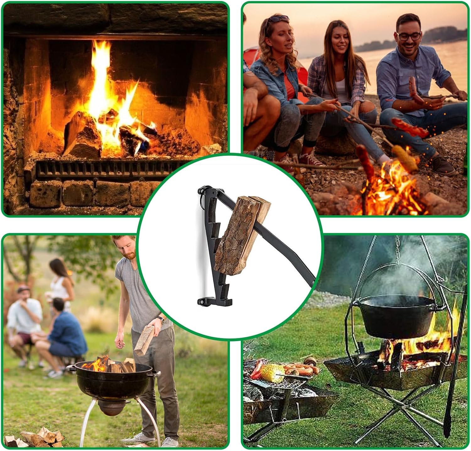 ABX Kindling Splitter, Log Splitter, Wood Splitter Cutter Heavy Duty, Wall Mounted Carbon Steel Firewood Splitter, with Firewood Storage Bag*1, Storage Loop*1, Gloves*2