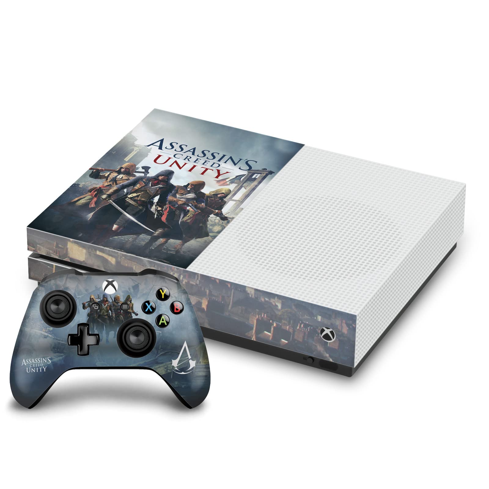 Head Case Designs Officially Licensed Assassin's Creed Game Cover Unity Key Art Matte Vinyl Sticker Gaming Skin Decal Cover Compatible With Xbox One S Console and Controller Bundle