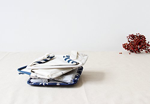 Orino Waterproof Nursery Nautical Fabric Small Storage Baskets Beach Anchor Theme Collapsible Portable Storage Bins with Handle for Cloth, Toys, Books, Sundries, Set of 3