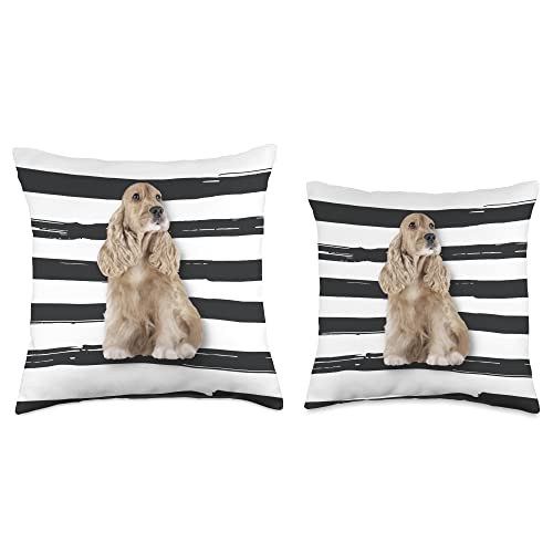CC4GG Dog Love English Cocker Spaniel Black & White Background Throw Pillow, 16x16, Multicolor