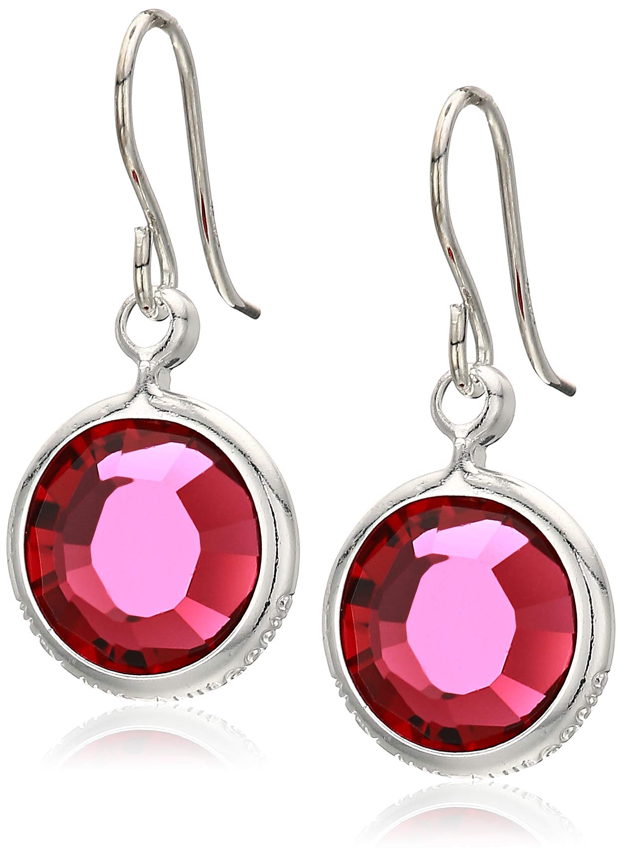 Alex and Ani Women's Swarovski Color Code Earrings January Scarlet, Shiny Silver, One Size