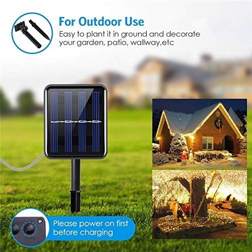 CHNOOI 72ft 22M 200 LED Solar Light Bar Home Garden Copper Wire String Lights Fairy Outdoor Solar Powered Christmas Party Decoration (Size : 12m)