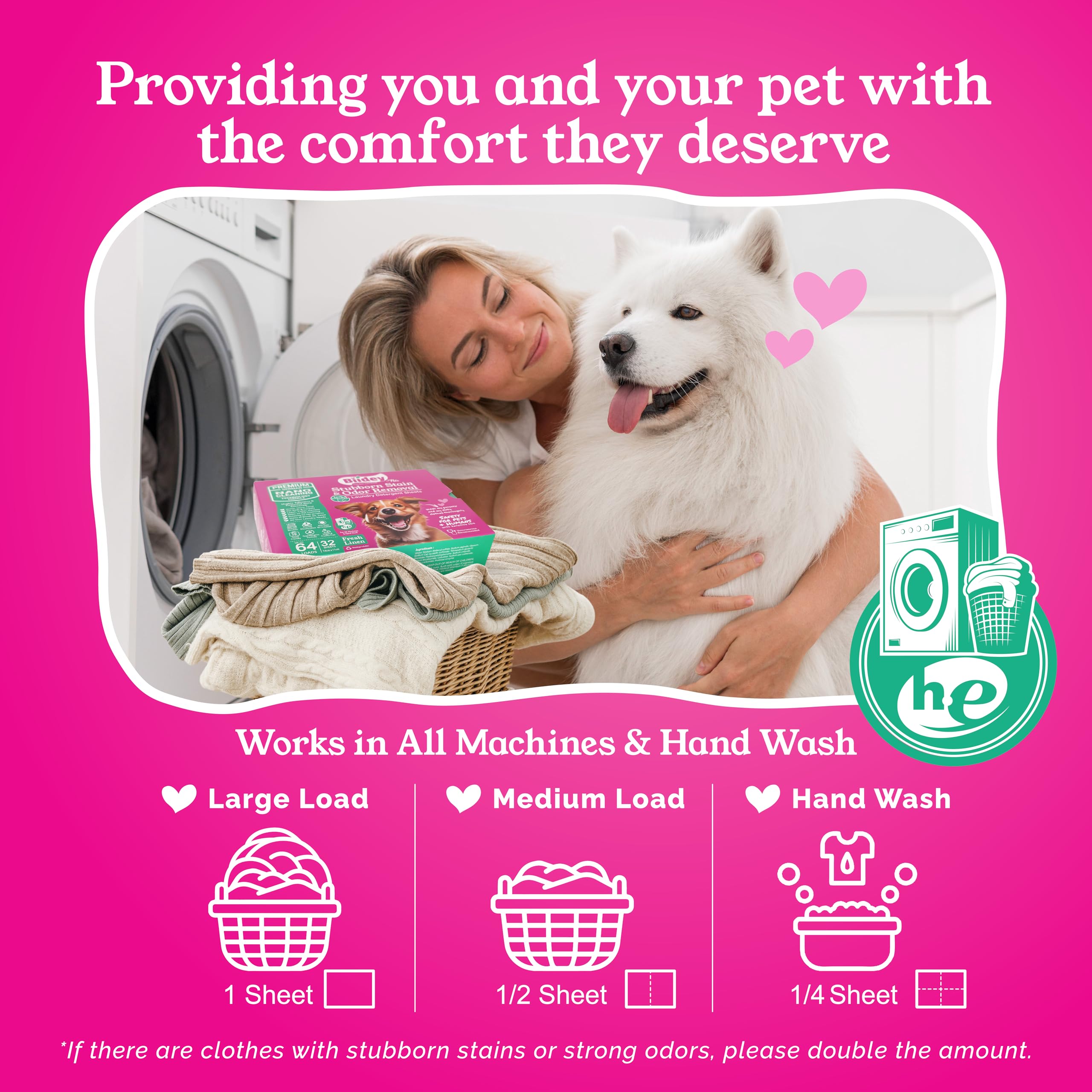 Biidey Pet Odor Stain Laundry Sheets and Eye Care Bundle - Laundry Detergent Sheets, Pet Hair Odor Eliminator Stain Remover, Dog Cat Eye Wash Wipes Tear Stain Remover