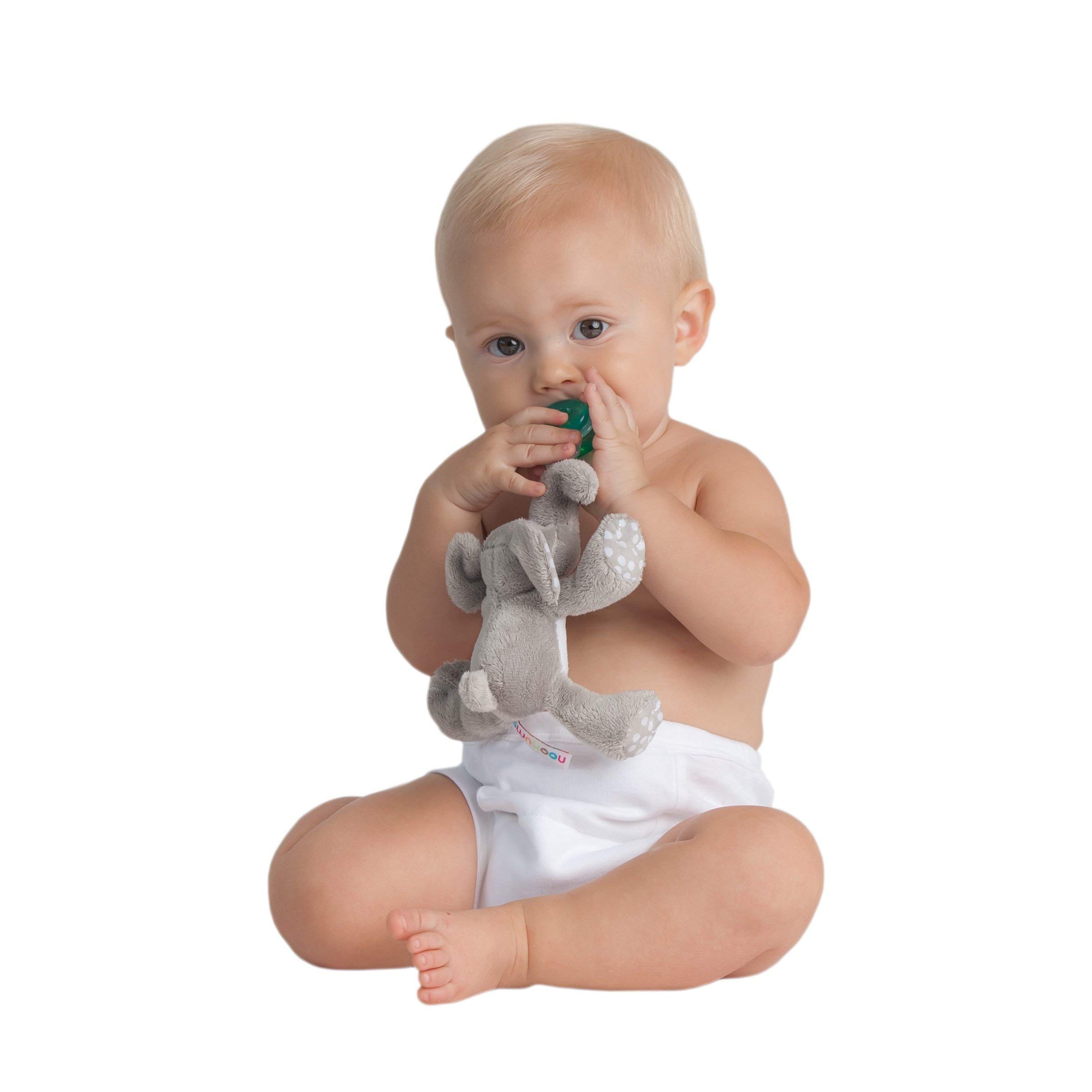 Nookums Paci-Plushies Buddies Adapts to Most Name Brand Pacifiers, Safe and Suitable for All Ages, Plush Toy Includes Detachable Pacifier (Ella The Elephant)