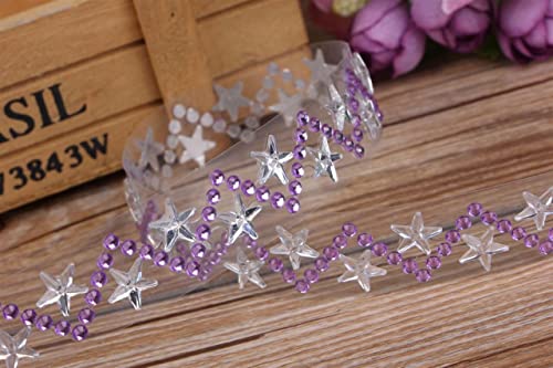 KAVI‘ S 6 Rolls Rhinestone Tape Set Glitter Self-Adhesive Beads Tapes Bling Masking Stickers for Craft, Kids, Scrapbook, DIY, Gift Wrapping (Stars Rays), 18mm