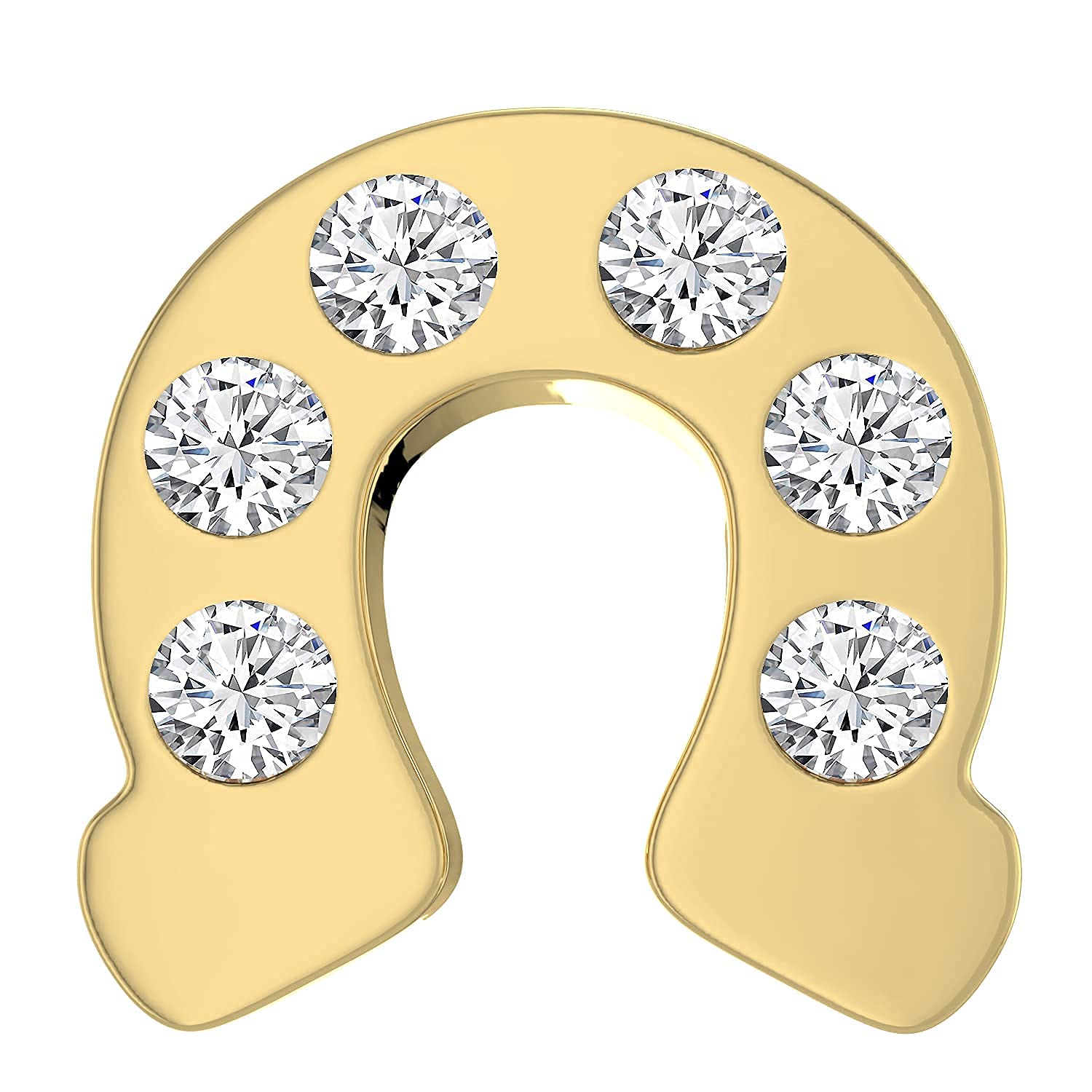 Adastra Blings Horse Shoe studded Tooth Gems 925 Sterling Silver, White