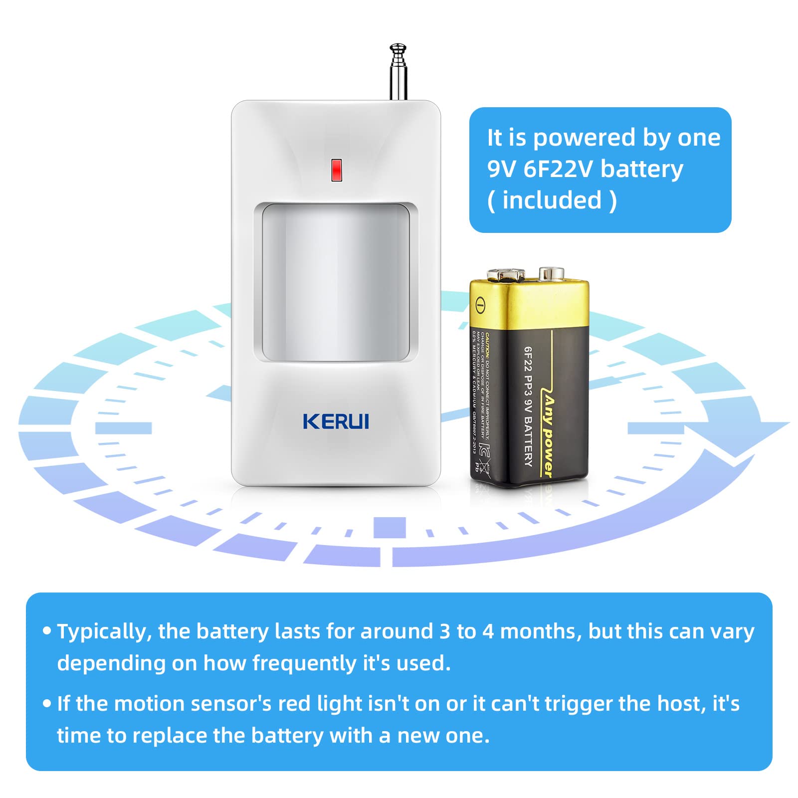 KERUI 433MHz Home Wireless PIR Infrared Motion Sensor Detector for Alarm System