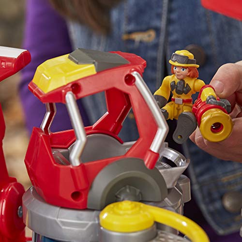 Chomp Squad Playskool Blazeasaurus and Sparks McKenzie, 20-Inch Brachiosaurus Dinosaur Firefighter Toy and Action Figure for Kids 3 and Up
