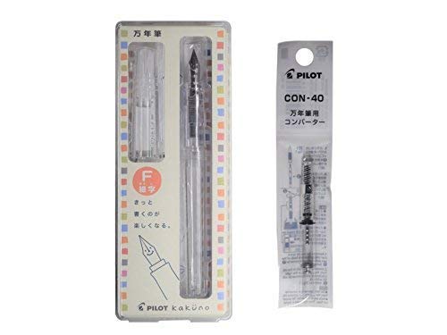 Pilot Kakuno Fountain Pen (Fine-Nib, Non Color Body) with Converter (CON-40) Set