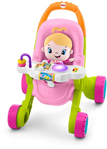 Fisher-Price Laugh & Learn Stroll & Learn Walker Gift Set, Musical Baby Walking Toy and Soft Doll for Infants Ages 9 Months and Older