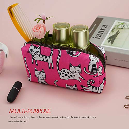 Pink Cat Pencil Case Makeup Bag Cat Lover Gift Crazy Cat Lady Toiletry Case Pouch Gifts for Teens Cosmetic Bag Kawaii Box Stationary Gadget Bag