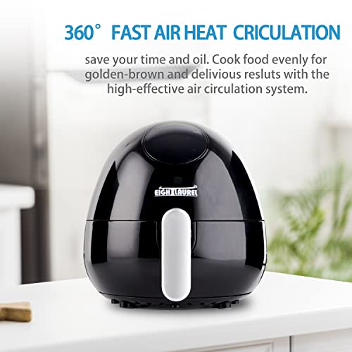Mini Air Fryer, 700-Watt Airfryer Compact Oilless Small Oven with Basket, 1.64 Quart Capacity 90°F- 390°F Temperature Controls and a High Gloss Finish for Cooks, Crisps, Roasts, Bakes, Reheats and Dehydrates, Black