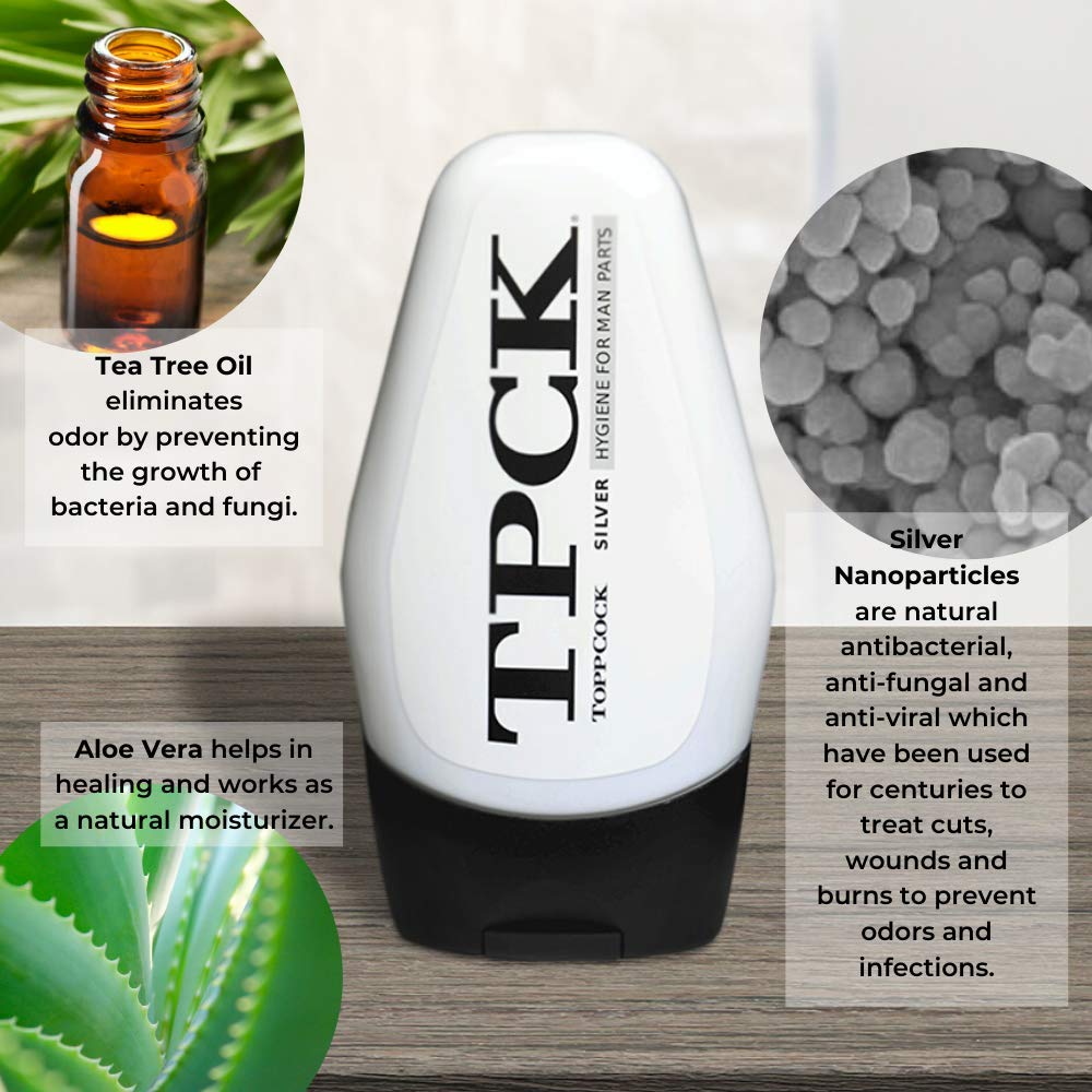 TPCK ToppCock Silver Leave-On Hygiene Gel for Man Parts, 90ml Odor Neutralizer, Male Care Moisturizing Body Hygiene (Pack of 2)