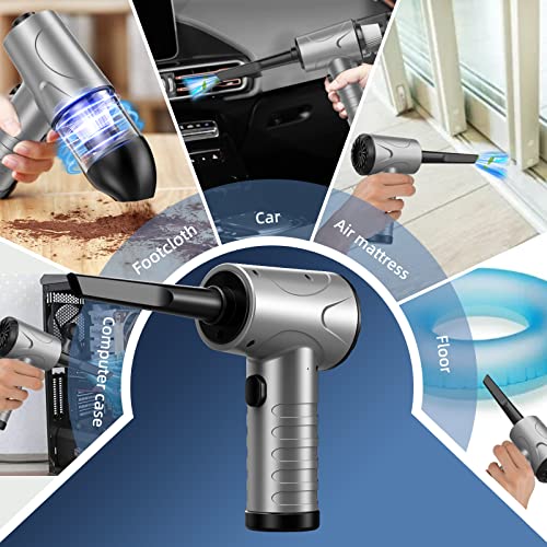 Compressed Air Duster,100000RPM Cordless Air Duster & Vacuum Cleaner 2 in 1, Portable Rechargeable Air Blower, 7500MAH Reusable Electric Air Duster- Good Replacement for Compressed Air Can