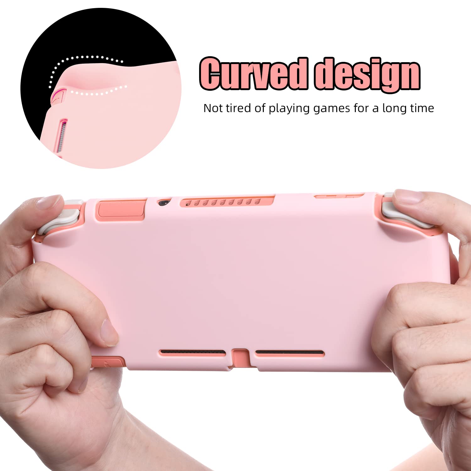 Comfort Grip Case for Nintendo Switch lite, Switch lite Pink Protective Case for Girls