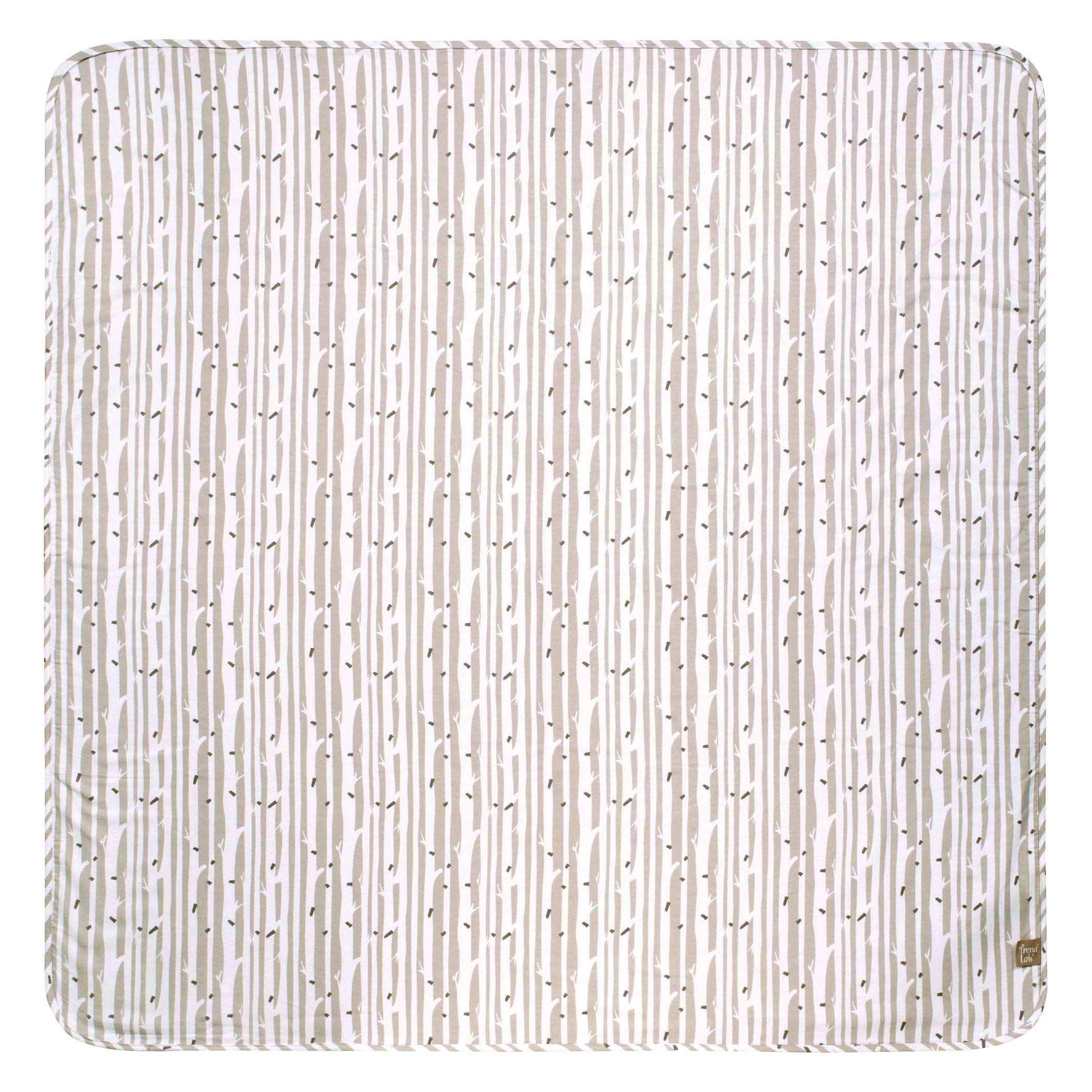Trend Lab Birch Stripe Jumbo Deluxe Flannel Swaddle Blanket-Birch Stripe, 100% Cotton Flannel, Gray and White, 48 in x 48 in