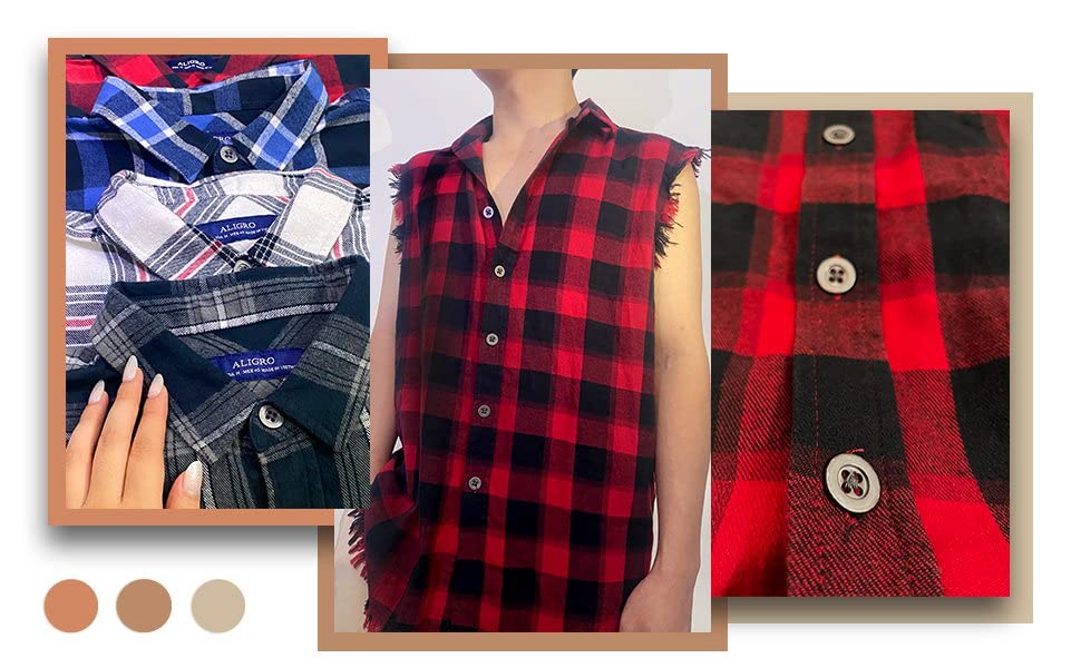 Aligro - Red Sleeveless Flannel Plaid Shirts for Men Casual Button Down Cowboy Vest Shirts (Size M)