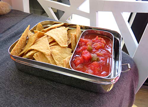 Lifestyle Block Stainless Steel Lunchbox - 7 Inch Rectangle with Nesting Mini Container - BPA Free