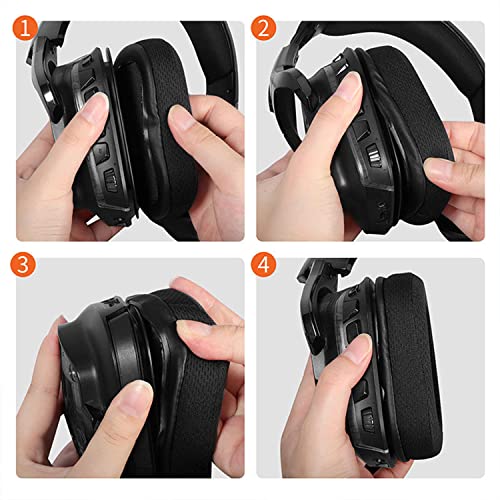 G933 Replacement Headset Earpads Ear Cushion Ear Cover Breathable Mesh Ear Pads Earmuff Repair Parts Compatible with Logitech G633/G933 Gaming Headphones(Black/Fabric)