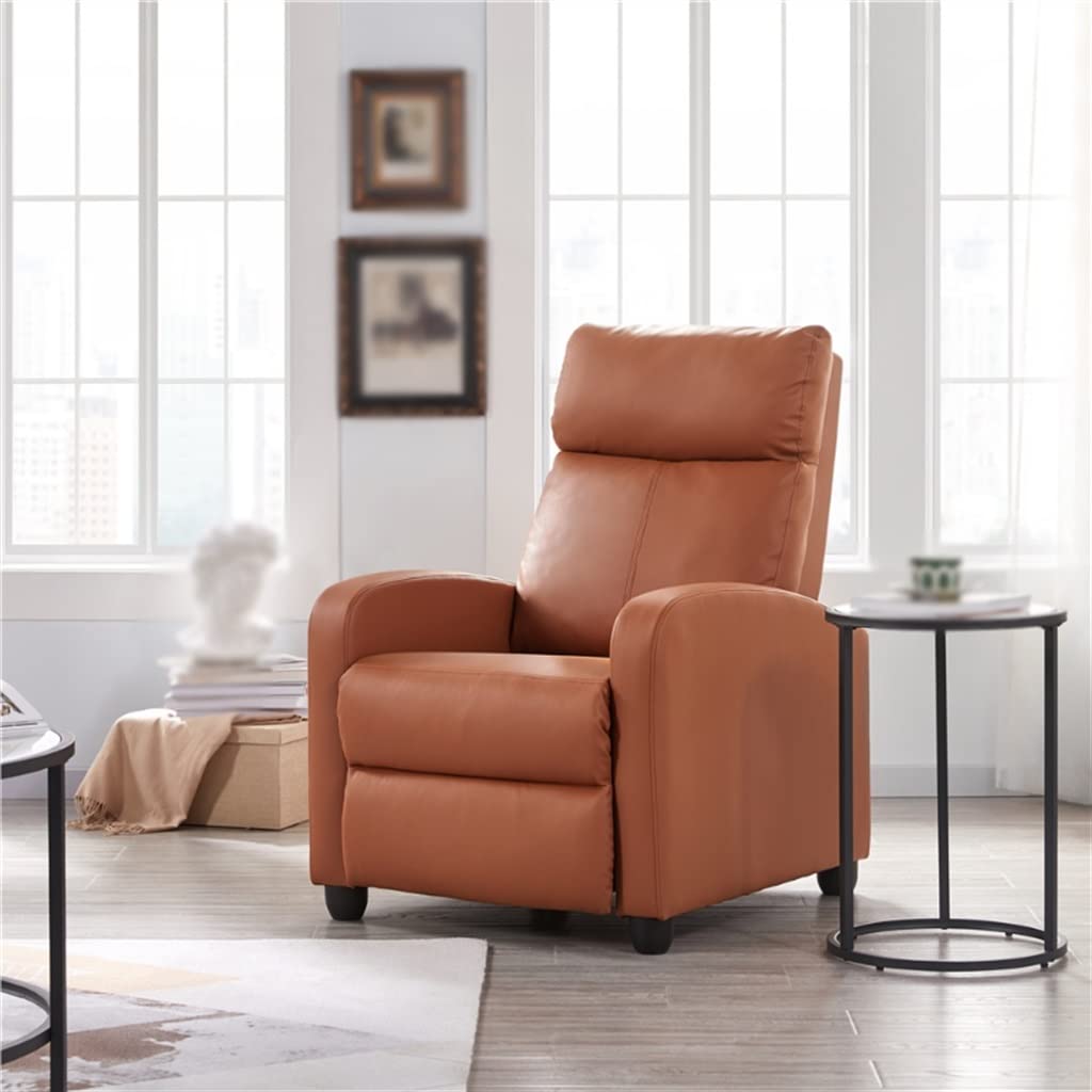 ADUH Faux Leather Push Back Theater Recliner Sofa Waterproof Leisure Lazy Single Sofa for Living Room Bedroom