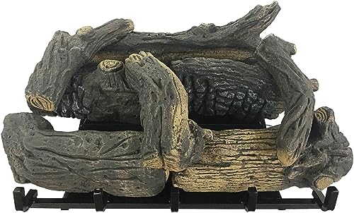 ProCom PCNSDS24RT Dual Fuel Ventless Fireplace Logs Set with Remote Control, Use with Natural Gas or Liquid Propane, 32000 BTU, Heats up to 1100 Sq. Ft, Realistic Painted, 24 Inches