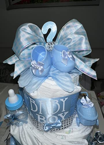 Baby Boy Diaper Cake Three Tier in Blue