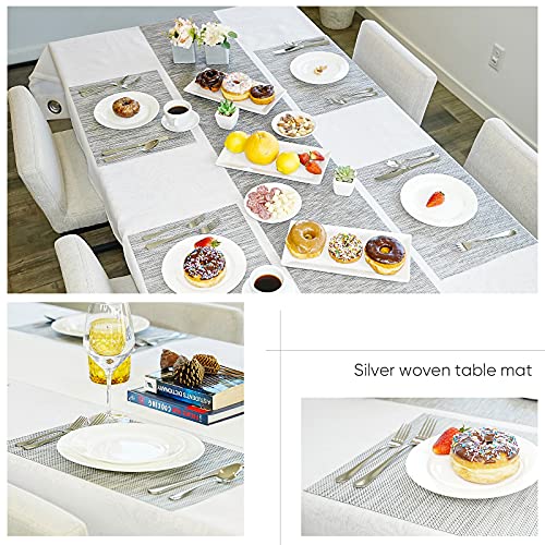 Placemats Placemats for Dining Table Gray Table Mats Set of 6 Easy to Clean Wipeable Washable Modern Outdoor Placemats for Dining Kitchen Table Indoor Valentine's Decorations