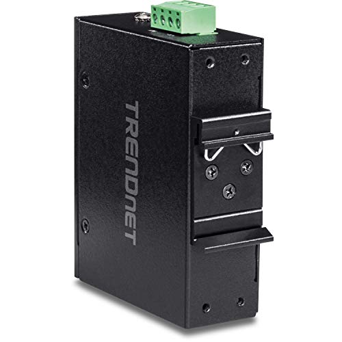 TRENDnet Hardened Industrial 100/1000 Base-T to SFP Media Converter, DIN-Rail and Wall Mount Hardware Included, Multi Or Single Mode Fiber, Power Supply Sold Separately, Black, TI-F11SFP