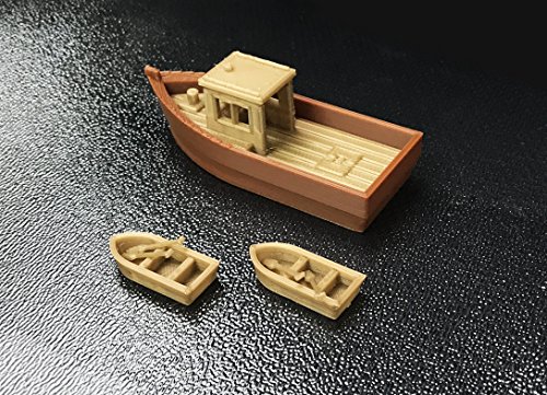 Outland Models Railroad Scenery Large Fishing Boat w 2 Small Boats HO Scale 1:87