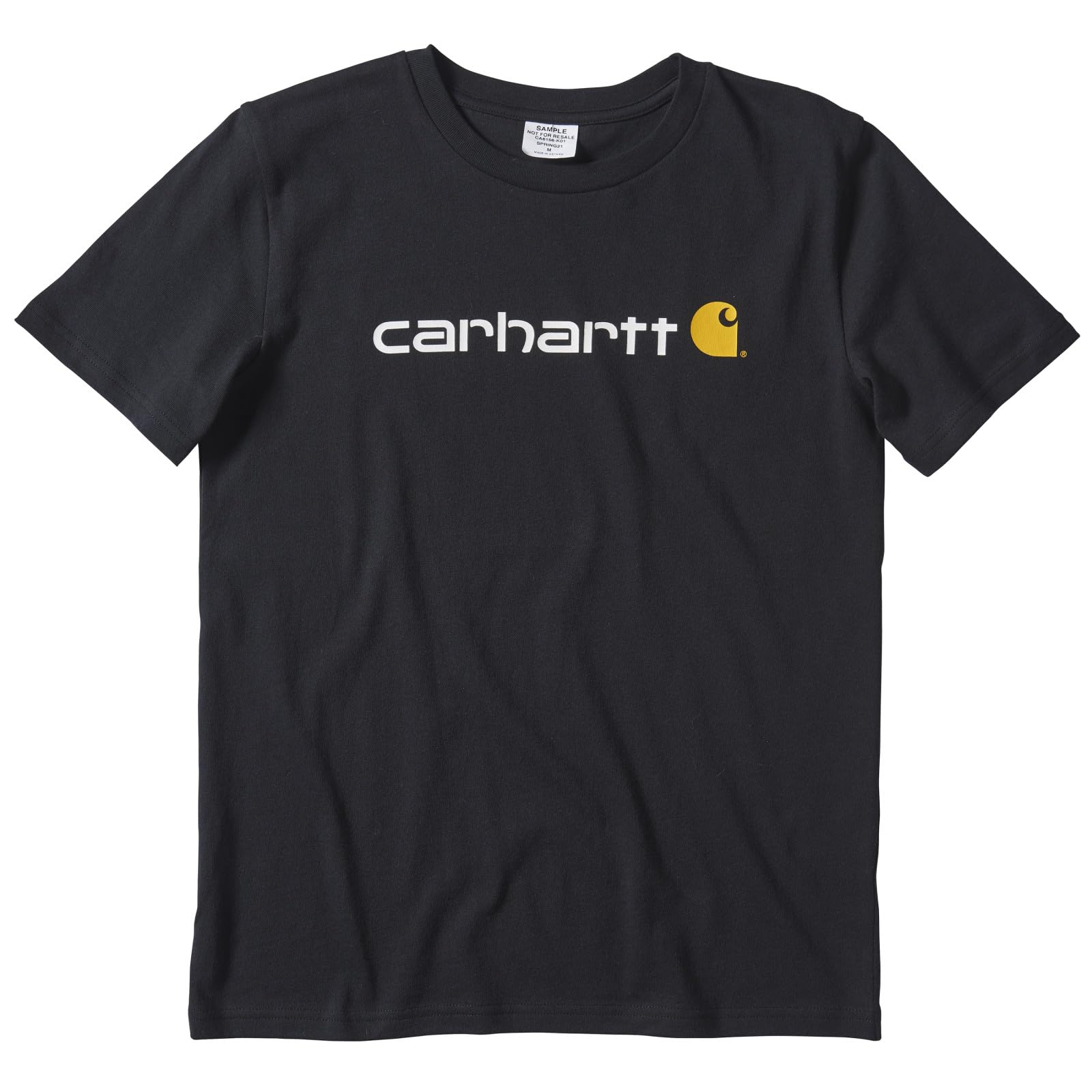 Carhartt boys Knit Short Sleeve Crewneck Logo T-shirt T Shirt, Caviar Black, 7 Years US