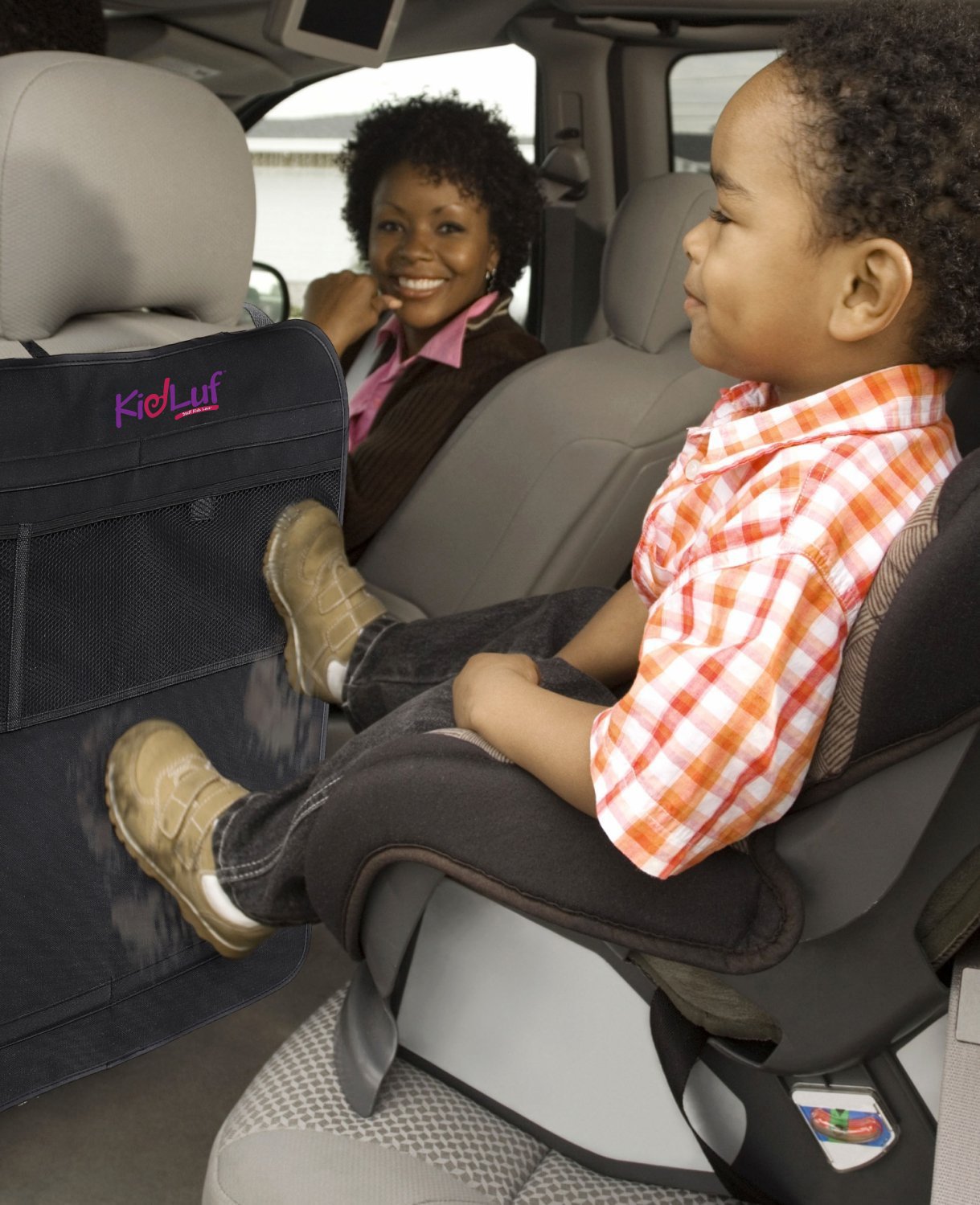 KidLuf Kick Mats, Car Kick Mats with Organizer - Premium Thick Waterproof Quality Seat Back Protectors - Extra Long Size with Adjustable Straps - Car Seat Back Protectors (2 Pack)