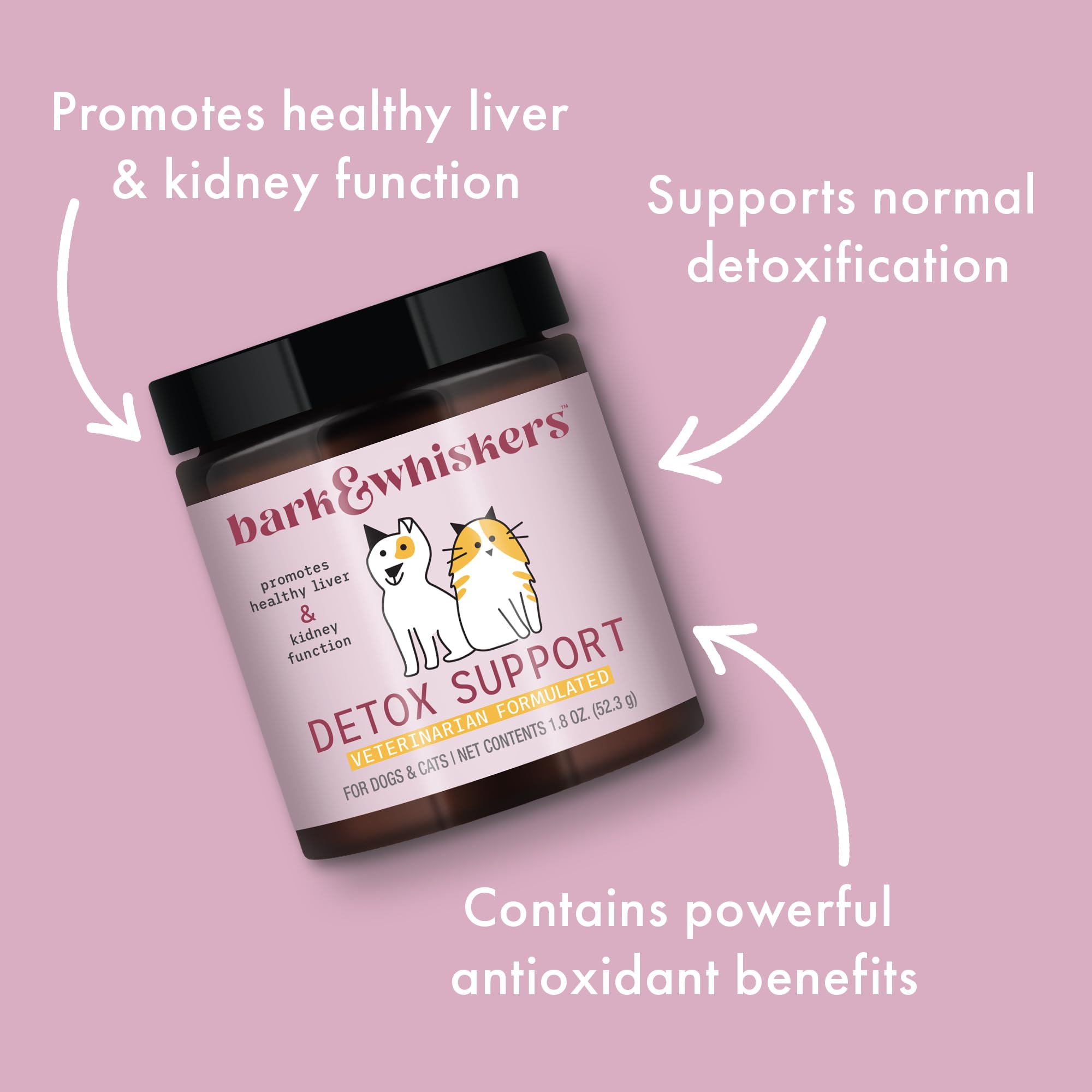 Bark & Whiskers Detox Support for Dogs & Cats, 1.8 Oz. (52.3 g), Promotes Healthy Liver & Kidney Function, Veterinarian Formulated, Non-GMO, Dr. Mercola