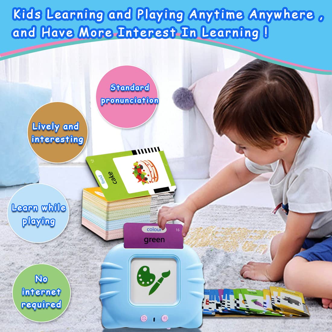 JUNQIU Flash Cards Educational Toys for Toddlers 2 3 4 5 6 Year Old, Toddler Learning Toys for Girls Boys Gifts
