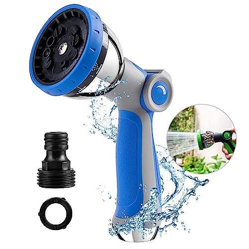 LOKIMSI Garden Hose Nozzle Sprayer,Features 10 Spray Patterns, Thumb Control, On Off Valve for Easy Water Control,Best for Watering Plants,Lawn& Garden,Washing Cars,Cleaning,Showering Pets