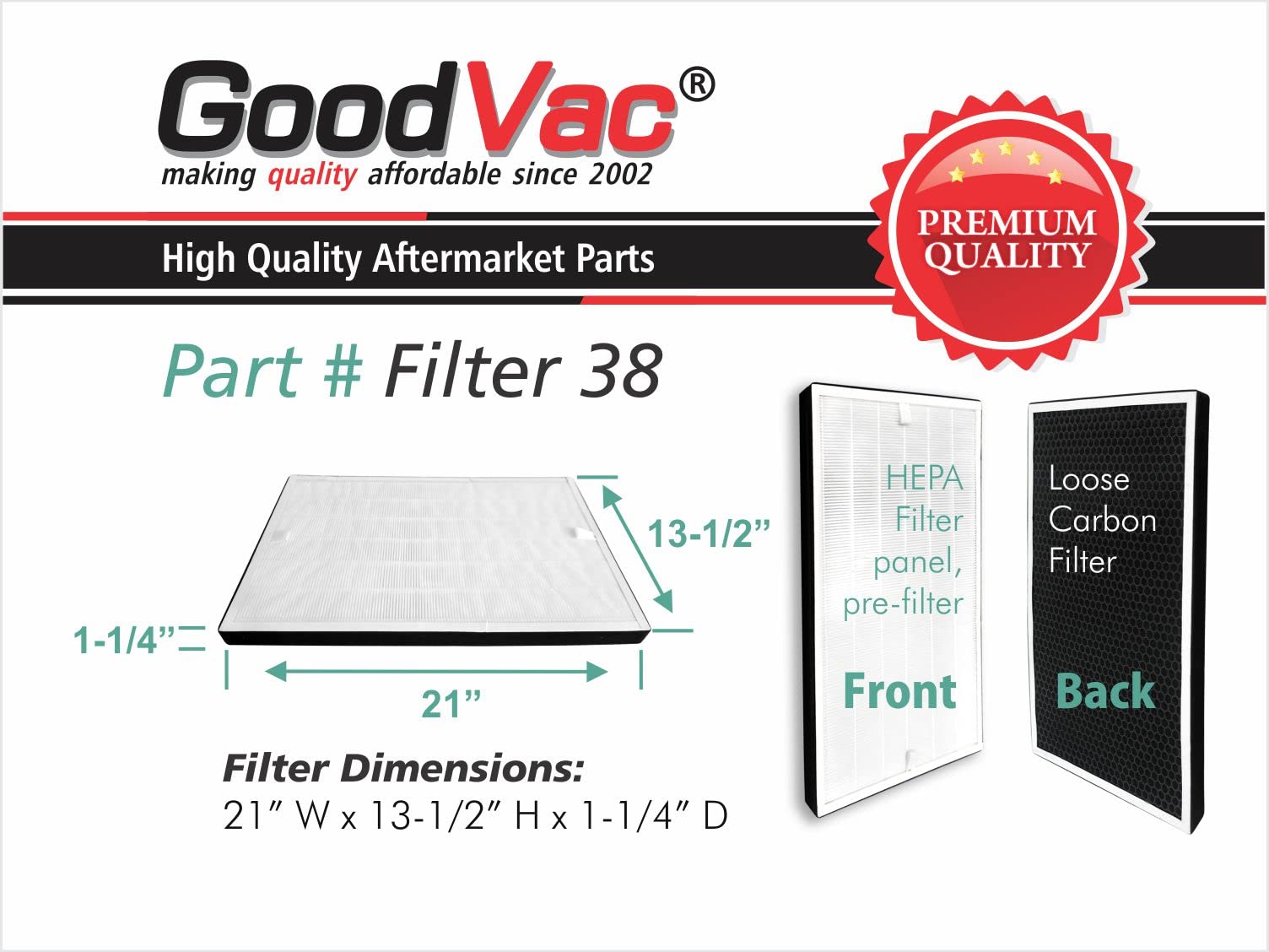 GOODVAC H13 True HEPA Filter Compatible with Medify Air MA-35 (Replaces MA-35-R1-W)