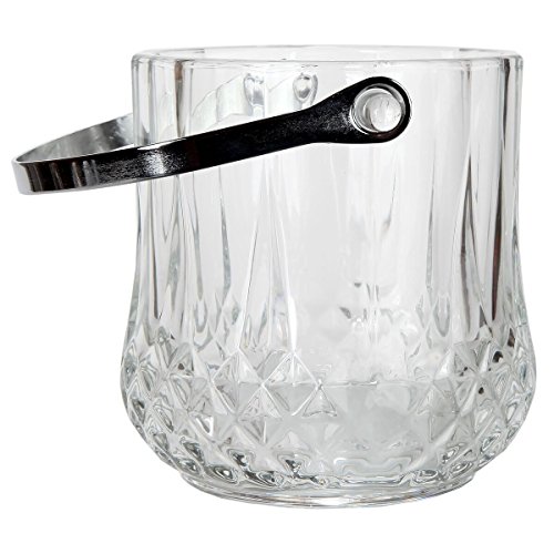 Lily's Home Glass Ice Bucket with Handle and SS Tongs, This Beautiful Piece is Ideal for Entertaining and Every Day Use