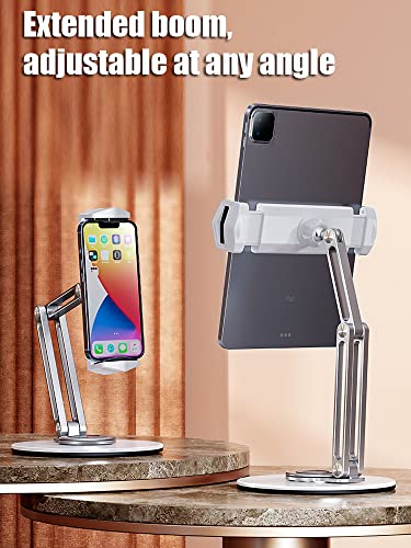 Cell Phone Stand, Adjustable Phone Holder, Rotatable 360 Degree Base Phone Stand for Desk, Adjustable Two Riser Foldable Phone Mount Compatible with iPhone Pro, XR, Plus, Samsung Galaxy, Google Pixel