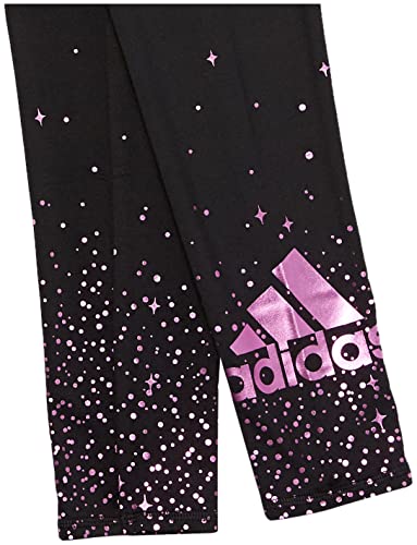 adidas Girls' Toddler AEROREADY Performance Long Tights, Black with Purple, 3T