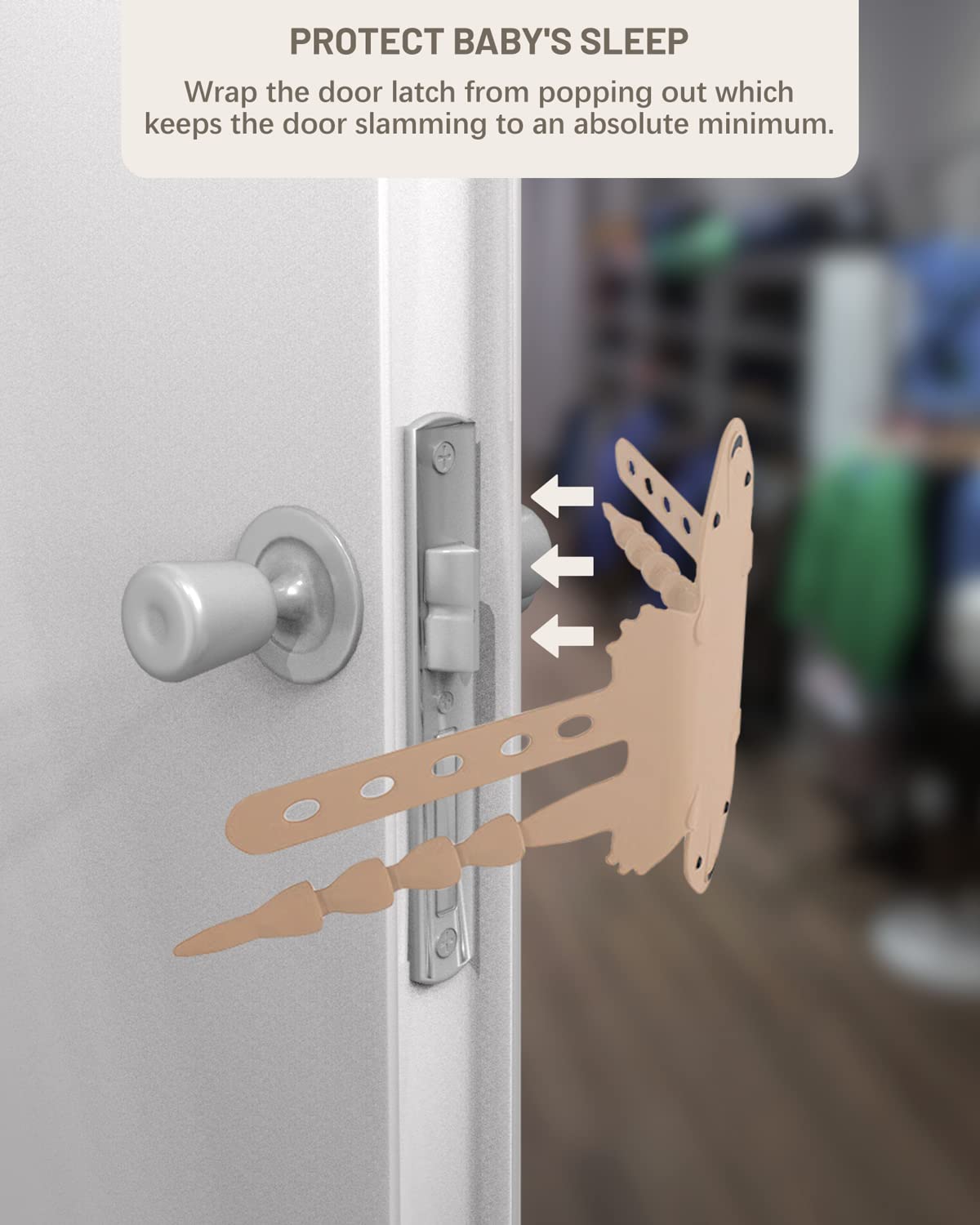 Baby Door Latch Covers Closer, 3 Pack Silicone Door Silencer Quite Lock Cushion Door Slam Preventer for Nursery, Light Sleepers with Flexible & Adjustbale Design
