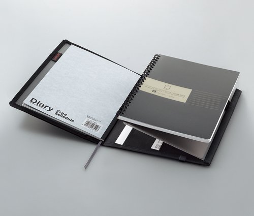 Kokuyo Systemic Cover Notebook, with One A5 (5.8" X 8.3"), B 6mm Ruled, 28 Lines, 50 Sheets, Twin Ring Edge Title Notebook, Black, Japan Import (NO-685B-D)