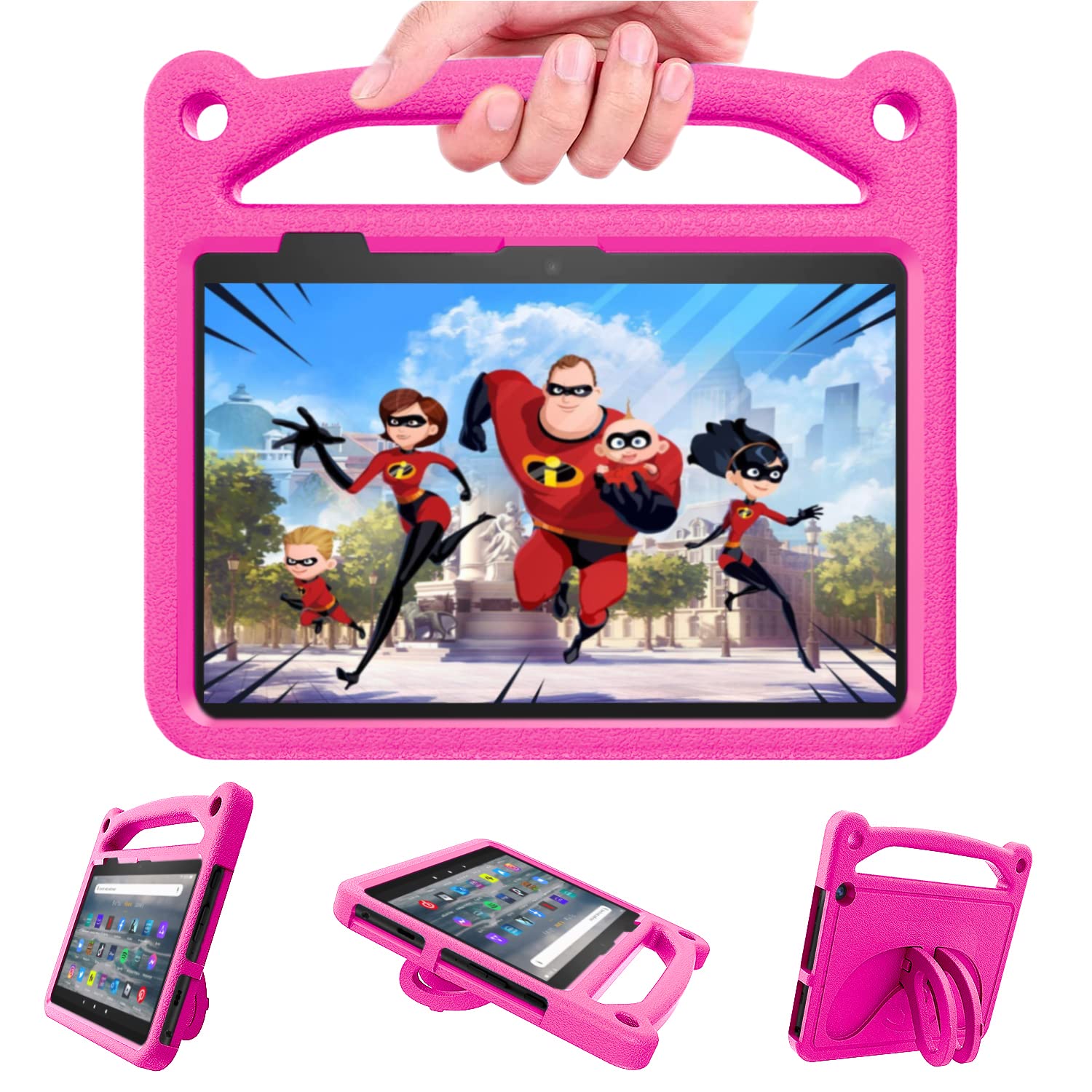All-New Fire 7 Tablet Case, 7β 12th Generation (2022 Release),Fire 7 Tablet Case for Kids,ANTIKE Shockproof Light Weight Handle Kids Friendly Case for Amazon Kindle fire 7 Tablet,Rose